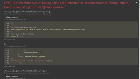 reactjs error of react diagram caused by emotion core stack overflow