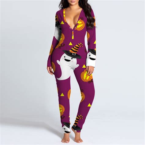 Tarmeek Halloween Onesies Pajamas For Women Adult One Piece Sleepwear