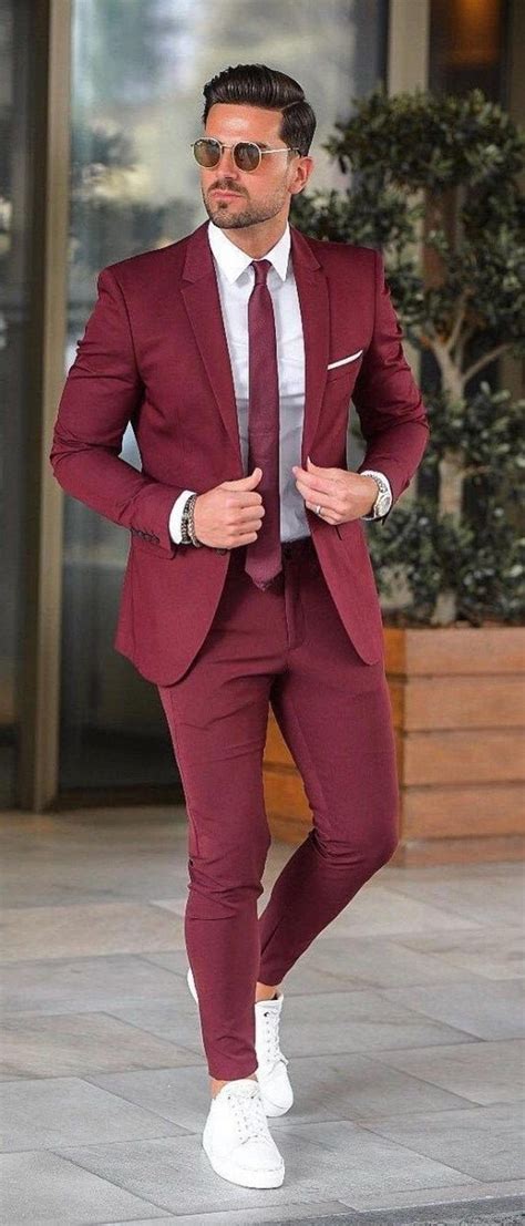Men Suits Maroon 2 Piece Wedding Groom Wear One Button Body Etsy