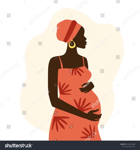 African Pregnant Woman Motherhood Vector Illustration Stock Vector