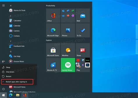 Windows 10 To Include The Restart Apps Command In The Power Menu