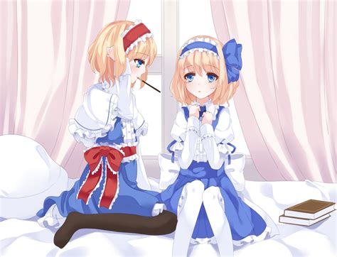 Safebooru 2girls Alice Margatroid Alice Margatroid Pc 98 Bed Bed