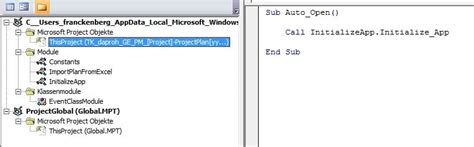 ms project 2010 vba initialisation of event handler class object lost
