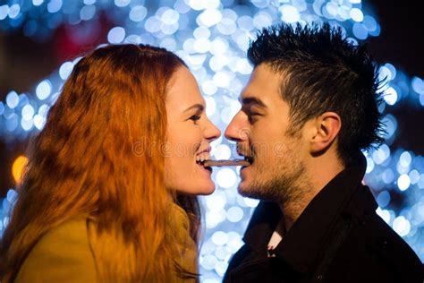 Sweet Love Couple Eating Chocolate Together Stock Image Image Of