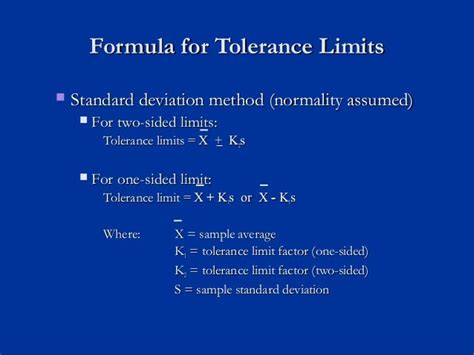 how to calculate tolerance limits in statistics it can be proved