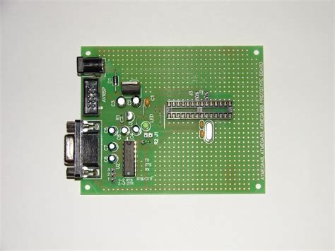 atmel avr prototype board atmega8 88 with components