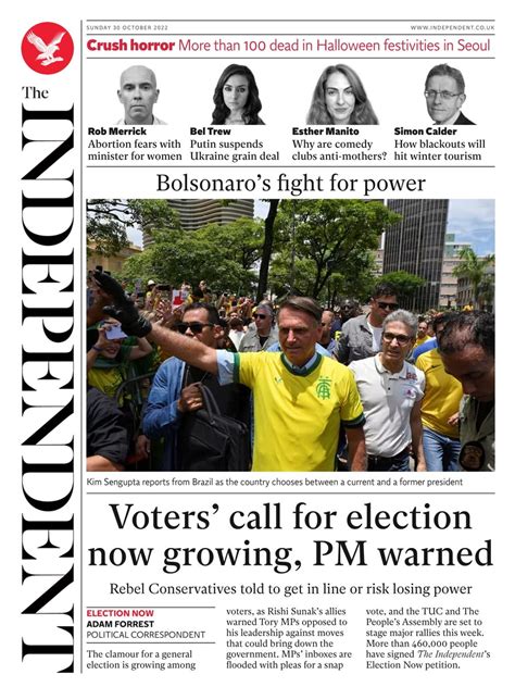 Independent On Sunday Front Page 30th Of October 2022 Tomorrows