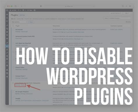 how to disable wordpress plugins if wp crashes ultida