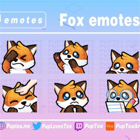 6x Cute Fox Emotes Pack For Twitch Youtube Tiktok And Discord Etsy