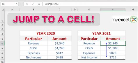 excel formula to go to a specific cell myexcelonline