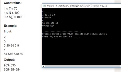 geeksforgeeks solution for largest number formed from an array