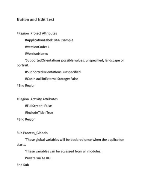 button and edit text b4a button and edit text region project