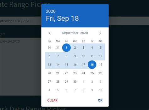 material inspired date and date range picker dudatepicker free jquery