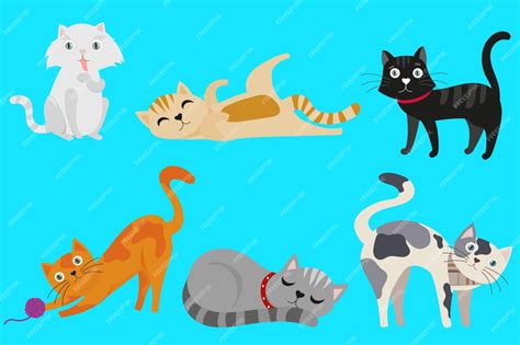 Premium Vector Cute Cartoon Cat Design Bundle