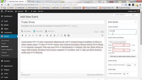 how to add edit and remove events in wordpress youtube
