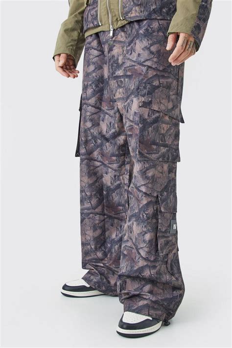 Tall Elasticated Waist Camo Cargo Trousers Boohoo Uk