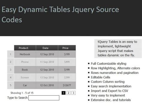 easy dynamic tables jquery source codes iwantsourcecodes