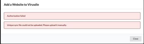 error unique sync file could not be uploaded when adding a website to