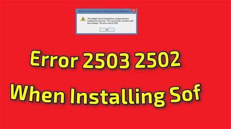 solved how to fix error 2503 2502 on windows 10 when installing
