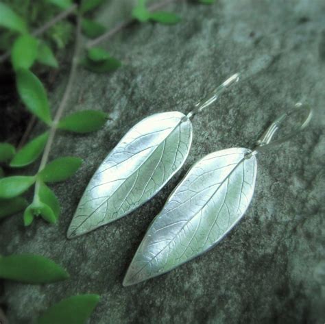 leaf earrings made with real leaves handcrafted with etsy