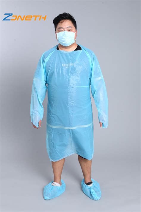 Wholesale Blue Waterproof Apron Plastic Cpe Disposable Gown Long Sleeve