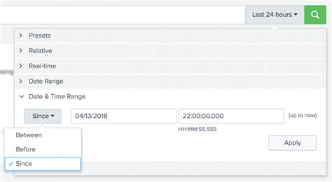 select time ranges to apply to your search splunk documentation
