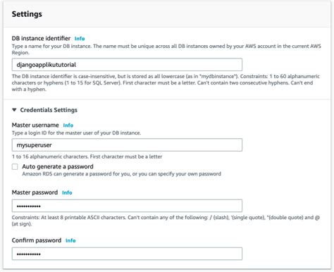 how to create aws rds postgres instance for django project
