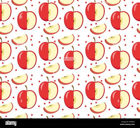 Apples Seamless Pattern Red Apple Endless Background Texture Fruits