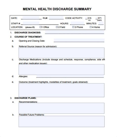 Discharge Plan Template