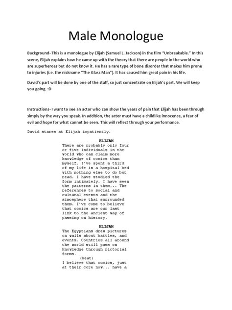 Male Monologue Elijah Monologue Free 30 Day Trial Scribd