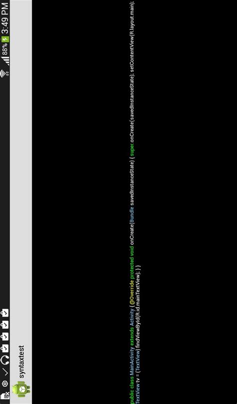 android syntax highlighting textview displaying source code not