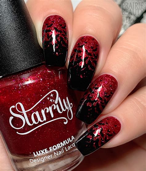 Black And Red Glitter Nails