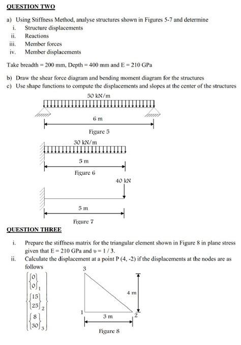 solved question one a using stiffness method analyse