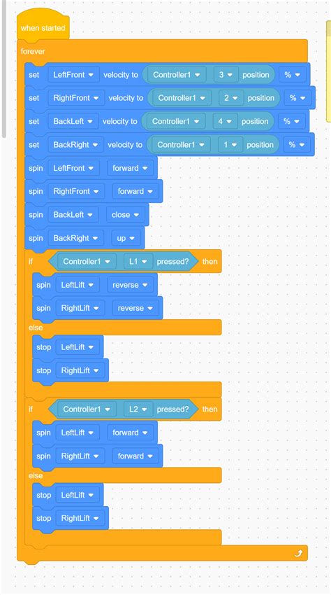how to control multiple motors with one button using vexcode v5 blocks
