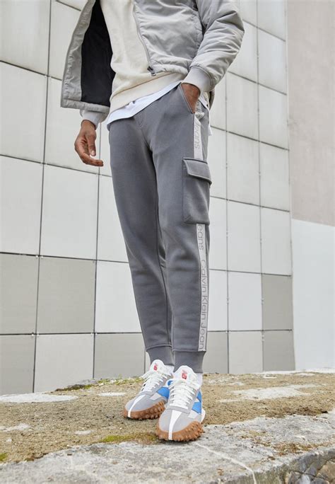 Calvin Klein Jeans Logo Tape Pant Tracksuit Bottoms Industrial Grey