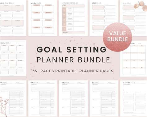 Goal Planner Bundle Printable 2023 Goals Tracker Smart Goal Setting