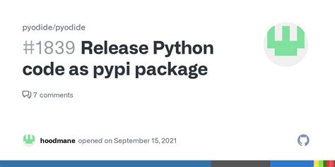 release python code as pypi package · issue 1839 · pyodide pyodide