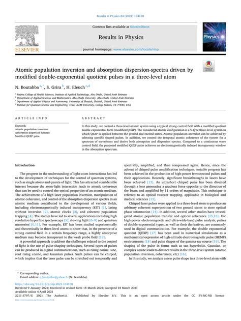 Pdf Atomic Population Inversion And Absorption Dispersion Spectra