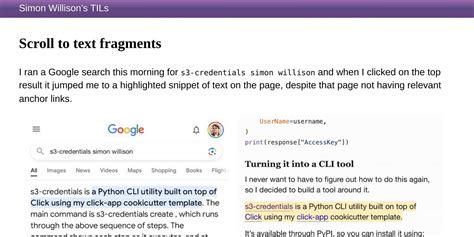 scroll to text fragments simon willison s tils