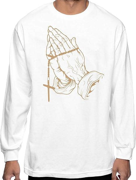 Praying Hands T Shirt Long Sleeve Crew Tee Blessed Rosary 6 Urban Wear