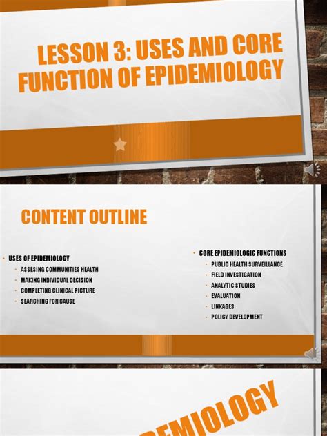 Lesson 3 Uses And Core Function In Epidemiology Download Free Pdf