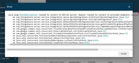 [bug] opc ua integration is not working · issue 3621