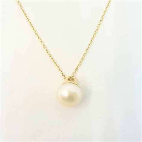 14k Real Solid Gold Pearl Necklace For Women 6mm Pearl