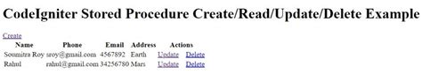 codeigniter mysql stored procedure crud example roy