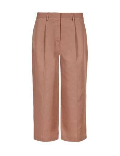 Linen Blend Pleated Wide Leg Culottes Mands Collection Mands