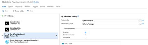 use vsts to build and publish to an azure web app with