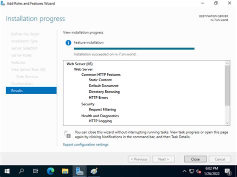 windows server 2022 iis install server world