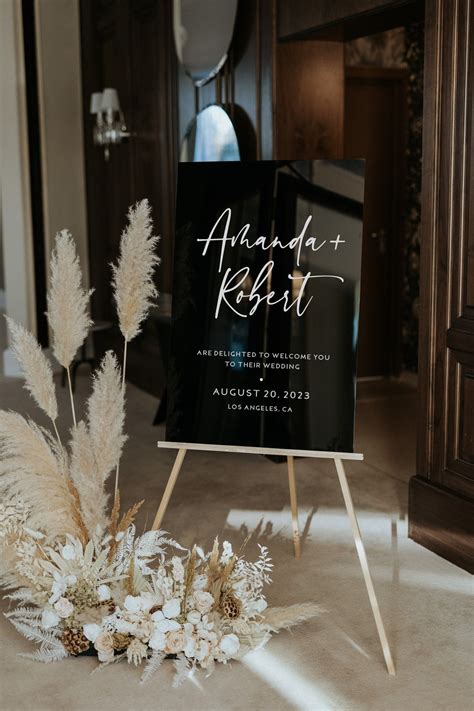 Black Acrylic Welcome Wedding Sign Modern Wedding Sign Etsy