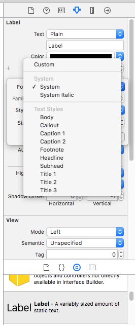 ios add new custom uifonttextstyle in xcode interface builder stack