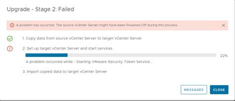 solved upgrade vcsa 6 7 to vcsa 7 0 fails on stage 2 st vmware